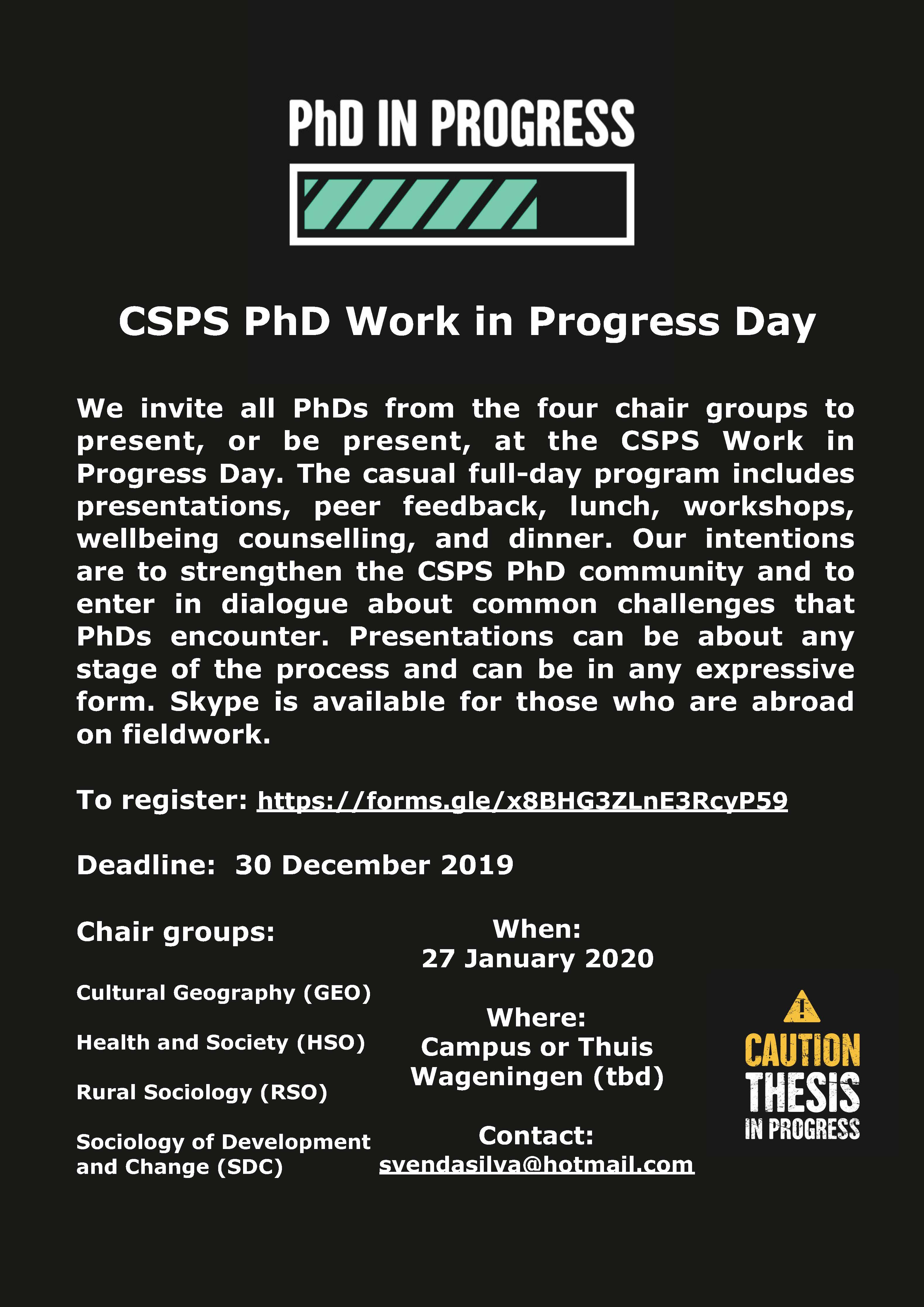 PhD Day | Work-in-Progress | January 27, 2020 – Centre for Space, Place ...