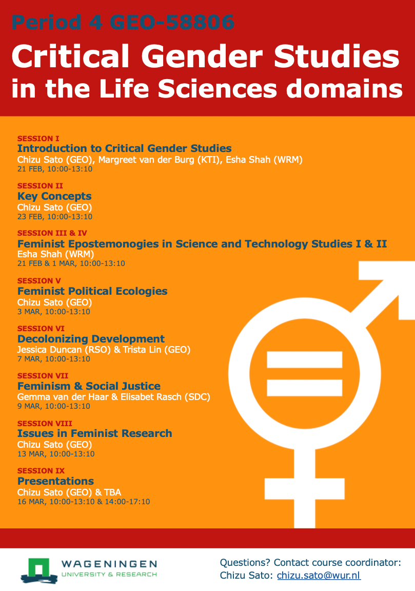 Graduate Course | Critical Gender Studies in the Life Sciences domains ...
